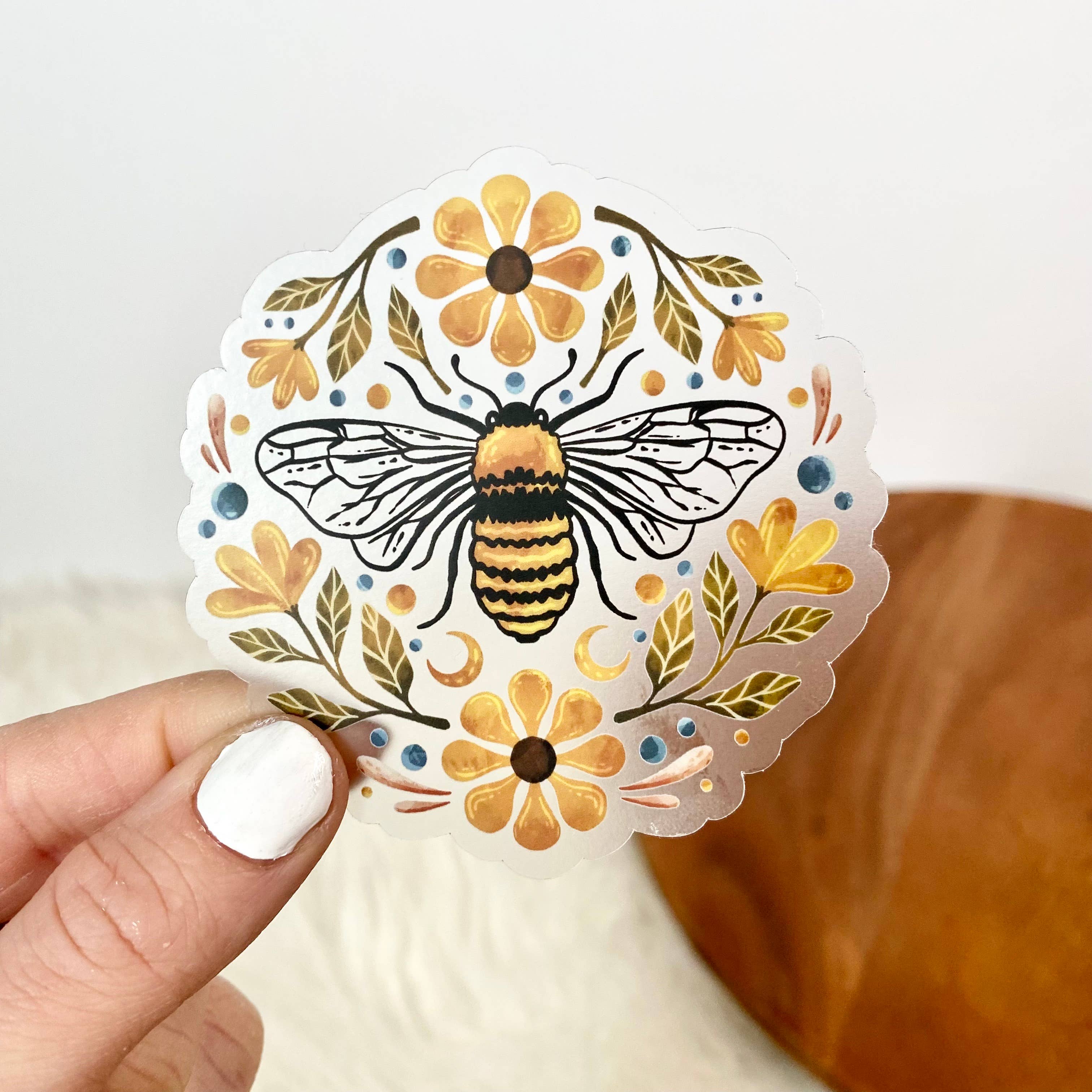 Flowers And Bee Clear Sticker – Burrow & Vine